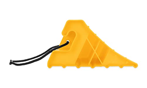 Camco Super Wheel Chock with Rope - Helps Keep Your Trailer in Place So You Can Re-Hitch - (44475) , Yellow