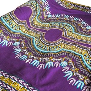 Full Funk Thin Bright African Dashiki Rayon Fabric Print 42inch x 3yard Bolt, Pattern A Violet