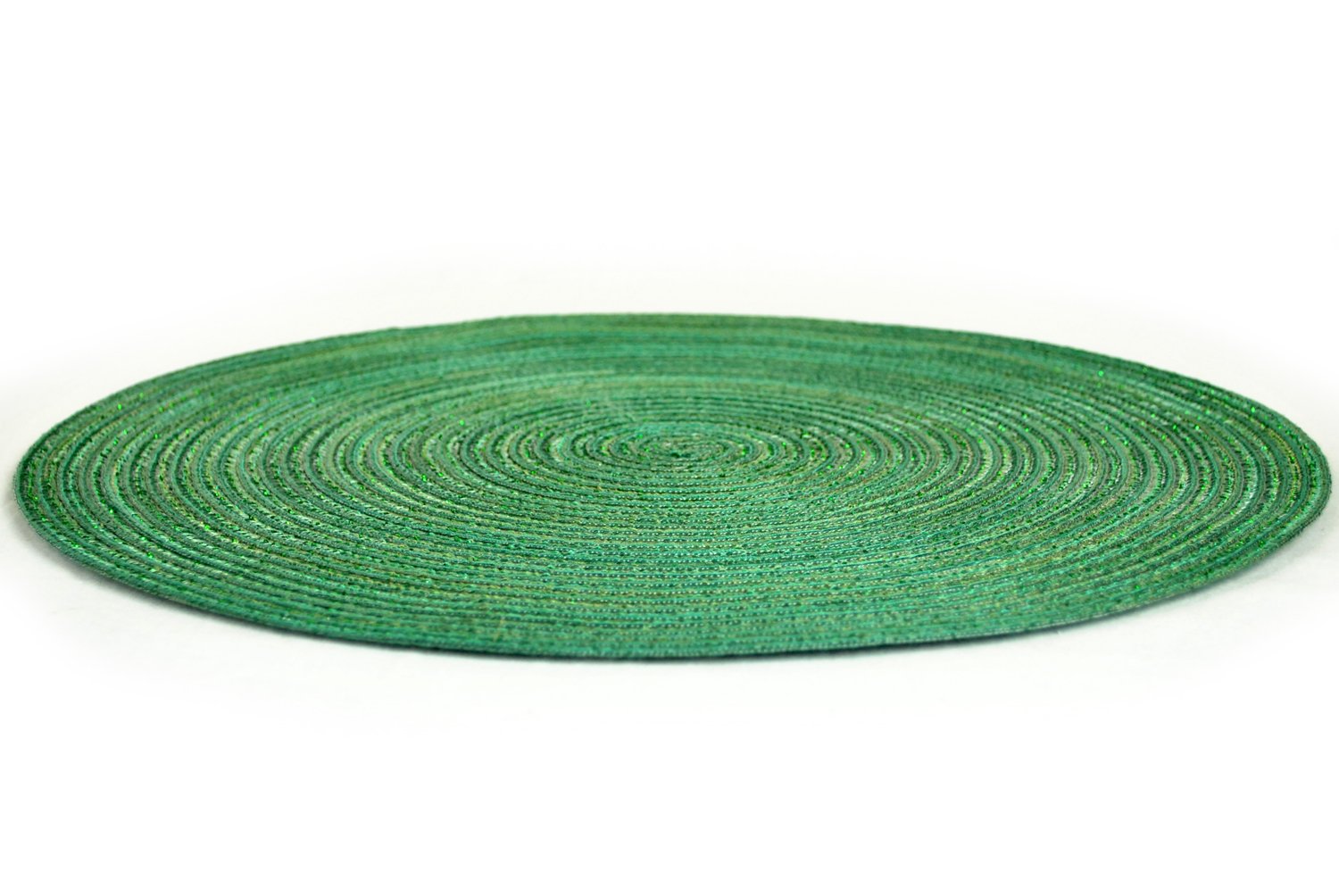 DII Tabletop Collection, Variegated Round Placemat, Round, 15" Diameter, Sparkle Green, 6 Piece