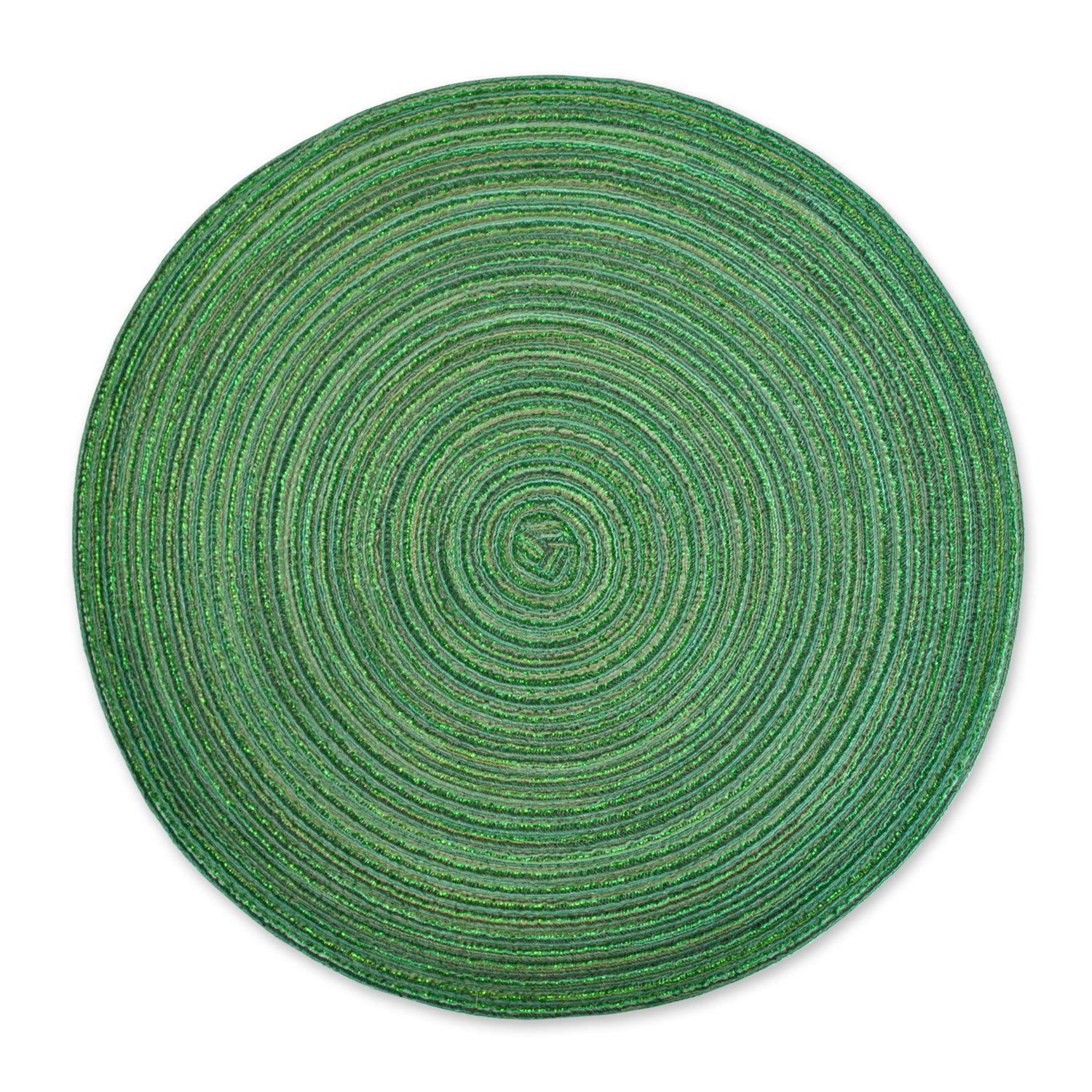 DII Tabletop Collection, Variegated Round Placemat, Round, 15" Diameter, Sparkle Green, 6 Piece