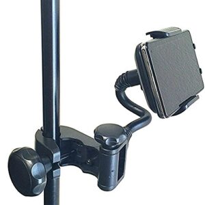 AccessoryBasics Music Mic Microphone Stand Smartphone Mount w/Multi Angle 360° Swivel Adjust Holder for Apple iPhone 14 13 12 11 MAX Pro Samsung Galaxy S23 S22 S21 Flip Google Pixel XL phones