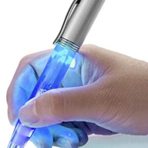 GS GLOWSEEN Pen Light LED Pen with Light, Light Up Penlight for Night Writing - One Set Extra Batteries and Ink Cartridges Included-2 Pack -Blue