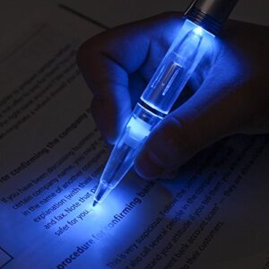 GS GLOWSEEN Pen Light LED Pen with Light, Light Up Penlight for Night Writing - One Set Extra Batteries and Ink Cartridges Included-2 Pack -Blue