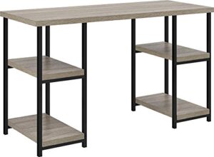 ameriwood home elmwood double pedestal desk, distressed gray oak