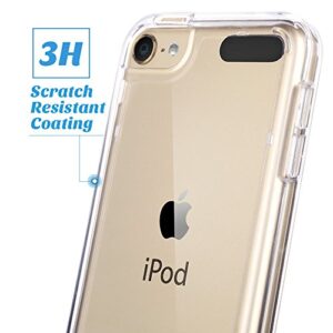 ULAK Soft TPU Bumper PC Back Hybrid Case for iPod Touch 6/iPod Touch 5/iPod Touch 7 - Retail Packaging - Clear Slim