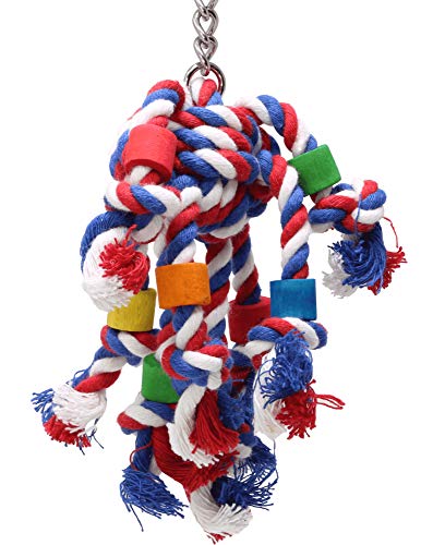 Bonka Bird Toys 55094 Rope Jumble Plucking Preening Bird Toy for Pet Budgie Parakeet Lovebirds Conures Small or Medium Parrots Cages