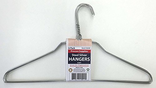 ProCare 6 Strong Silver Color Galvanized Metal Wire Shirt Hangers 16 Inch 13 Gauge