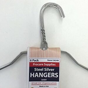 ProCare 6 Strong Silver Color Galvanized Metal Wire Shirt Hangers 16 Inch 13 Gauge