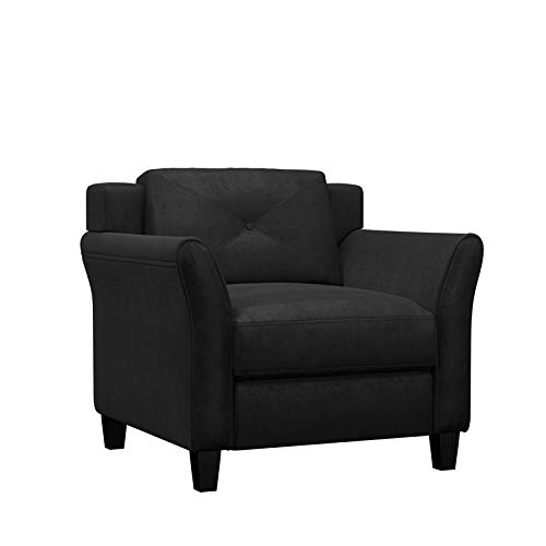 Lifestyle Solutions Harrington Armchair for Reading with Arm Rest, 35.4" W x 32.0" D x 32.7" H,Microfiber,Black