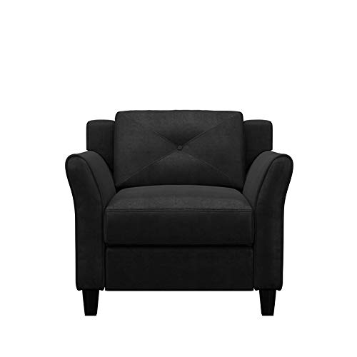 Lifestyle Solutions Harrington Armchair for Reading with Arm Rest, 35.4" W x 32.0" D x 32.7" H,Microfiber,Black