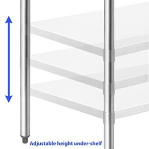 GRIDMANN Stainless Steel Kitchen Prep Table 60 x 24 Inches with Backsplash & Under Shelf, NSF Commercial Work Table for Restaurant and Home