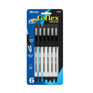 bazic g-flex black oil-gel ink pen with cushion grip, 6/pack (17069)