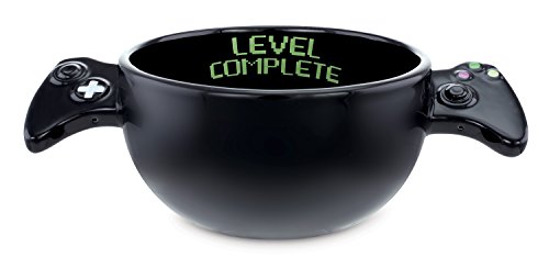 Kovot “Level Complete” Gamer Bowl - 22oz Ceramic Soup Cereal Bowl Gamer Gift -Black