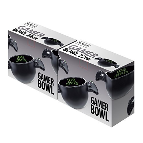 Kovot “Level Complete” Gamer Bowl - 22oz Ceramic Soup Cereal Bowl Gamer Gift -Black