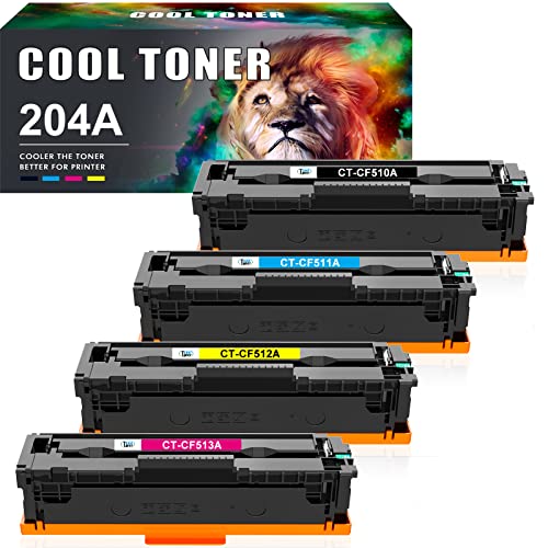 Cool Toner Compatible Toner Cartridge Replacement for HP 204A CF510A Toner Color LaserJet Pro MFP M180nw M180n M181fw M154nw M154a CF511A CF512A CF513A Printer (Black Cyan Yellow Magenta, 4-Pack)