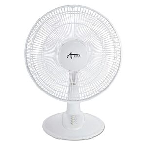 alera alefan122 3-speed 12 in. plastic oscillating desk fan - white