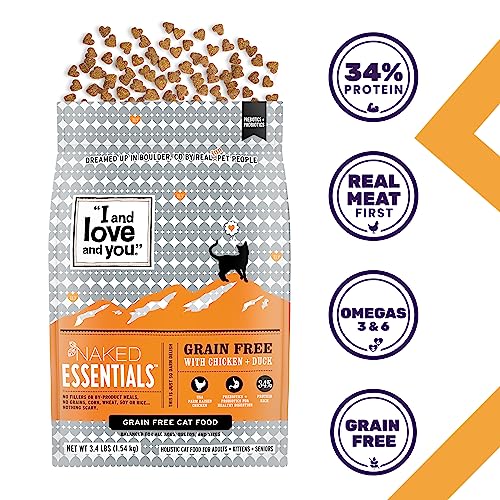 I&Love&You Naked Essentials Chicken & Duck Recipe Dry Cat Food, Grain Free, 3.4 LB