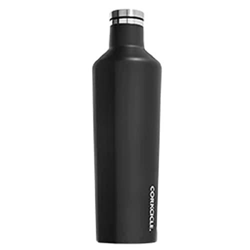 Corkcicle Canteen - Water Bottle and Thermos - Keeps Beverages Cold for Over 25, Hot for Over 12 Hours - Triple Insulated with Shatterproof Stainless Steel Construction - Matte Black - 25 oz.