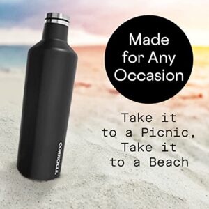 Corkcicle Canteen - Water Bottle and Thermos - Keeps Beverages Cold for Over 25, Hot for Over 12 Hours - Triple Insulated with Shatterproof Stainless Steel Construction - Matte Black - 25 oz.