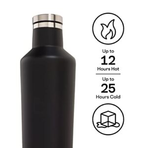 Corkcicle Canteen - Water Bottle and Thermos - Keeps Beverages Cold for Over 25, Hot for Over 12 Hours - Triple Insulated with Shatterproof Stainless Steel Construction - Matte Black - 25 oz.