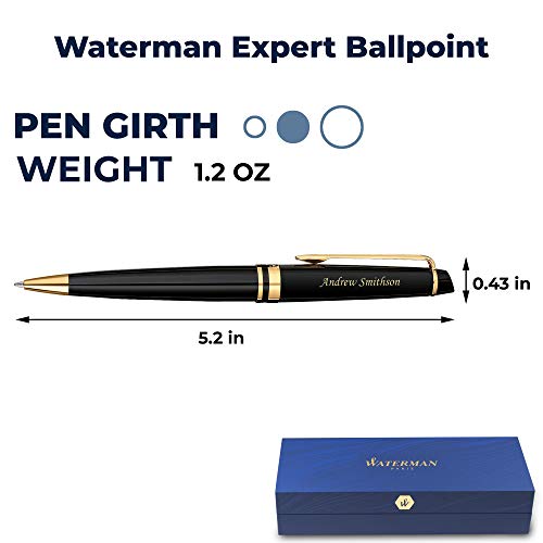 Dayspring Pens Personalized Waterman Pen | Engraved Waterman Expert Black with Gold Trim Ballpoint. Custom Engraved Gift Pen Personalized and Shipped