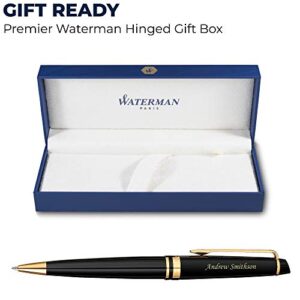 Dayspring Pens Personalized Waterman Pen | Engraved Waterman Expert Black with Gold Trim Ballpoint. Custom Engraved Gift Pen Personalized and Shipped