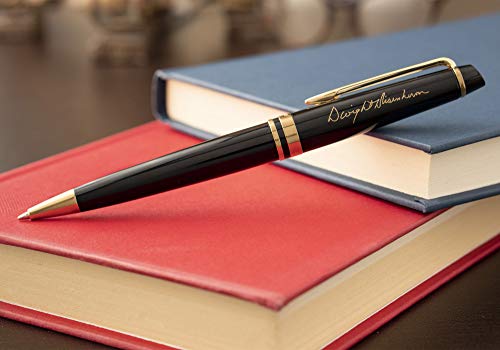 Dayspring Pens Personalized Waterman Pen | Engraved Waterman Expert Black with Gold Trim Ballpoint. Custom Engraved Gift Pen Personalized and Shipped