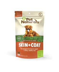 pet naturals skin and coat for dogs with dry, itchy and irritated skin, 30 chews - salmon oil, vitamin e and flax oil - no corn or wheat - vet recommended