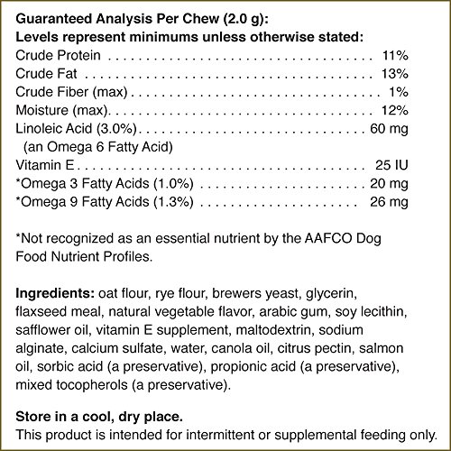 Pet Naturals Skin and Coat for Dogs with Dry, Itchy and Irritated Skin, 30 Chews - Salmon Oil, Vitamin E and Flax Oil - No Corn or Wheat - Vet Recommended