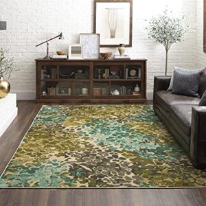 mohawk home aurora radiance aqua abstract floral area rug, 5'x8', blue/green