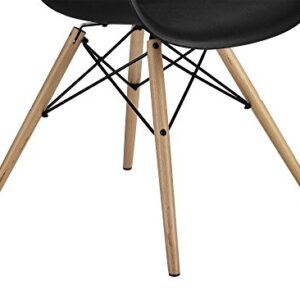 DHP C013701 Mid Century Modern Chair with Molded Arms and Wood Legs, Black