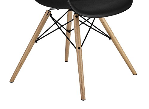 DHP C013701 Mid Century Modern Chair with Molded Arms and Wood Legs, Black