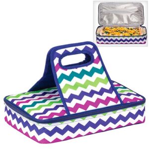 dawhud direct insulated casserole carrier travel carry bag zig zag design