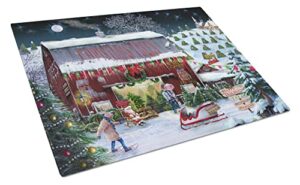 caroline's treasures ptw2002lcb christmas tree farm glass cutting board large decorative tempered glass kitchen cutting and serving board large size chopping board