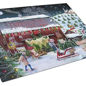 Caroline's Treasures PTW2002LCB Christmas Tree Farm Glass Cutting Board Large Decorative Tempered Glass Kitchen Cutting and Serving Board Large Size Chopping Board