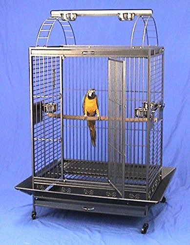 Castle PlayTop Bird Parrot Cage - 40" L X 30" W X 73" H - Wrought Iron with 6mm Extra Strong Wire