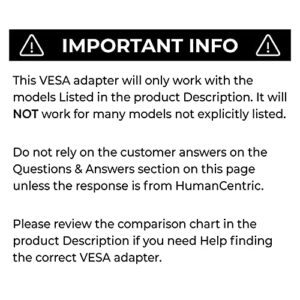 HumanCentric VESA Mount Adapter for iMac 24 Inch (Aluminum), iMac 27 Inch (2009, 2010, 2011), LED Cinema Display, Thunderbolt Displays, Replaces Apple iMac VESA Adapter MD179ZM/A, iMac VESA Kit