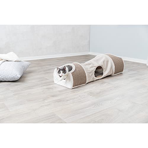 TRIXIE Cuddly Condos with Tunnel, Sisal Scratching Surface, Cream/Brown