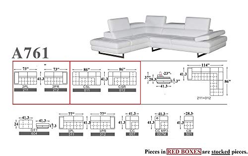 J and M Furniture A761 Italian Leather Sectional Slate Grey,