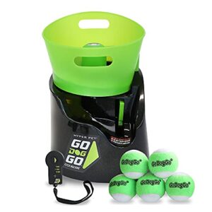 hyper pet godoggo fetch machine dog ball launcher & automatic ball launcher for dogs with five 2.5" balls for dogs 20-60 pounds