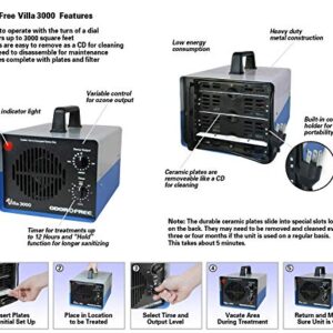 OdorFree Villa 3000 Ozone Generator for Eliminating Odors, permanently removing Tobacco, Pet and Musty Odors at their Source - Easily Treats Up To 3000 Sq Ft