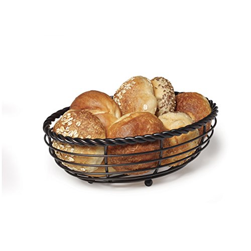 Gourmet Basics by Mikasa Rope Metal Oval Bread Basket, Black, 11-Inch -