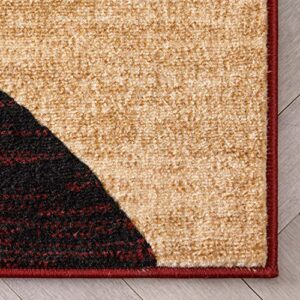 Well Woven Casual Modern Styling Shapes Circles Area Rug 5x7 (5'3" x 7'3'') Multi Color Red Black Beige Thick Soft Pile Easy Care Pile Suitable high Traffic Areas