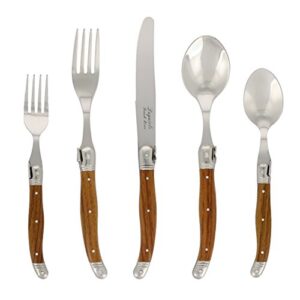 20 piece laguiole flatware set, wood grain