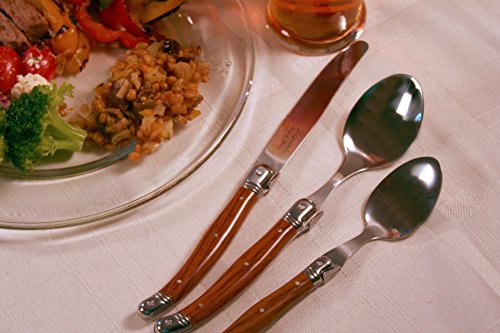 20 Piece Laguiole Flatware Set, Wood Grain