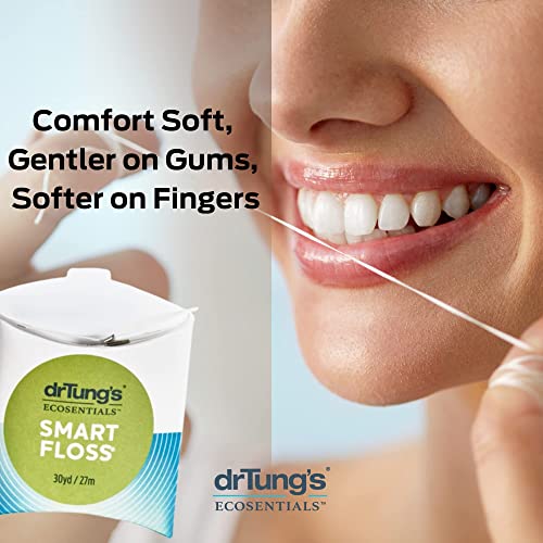 DrTung's Smart Floss - PTFE & PFAS Gentle on Gums, Expands & Stretches, BPA Free Floss - Natural Dental Floss Cardamom Flavor (Pack of 3)