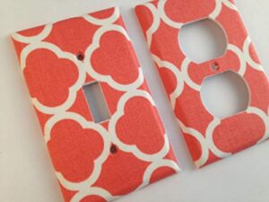 coral white quatrefoil light switch cover various sizes offered