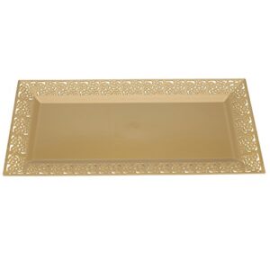 Silver Spoons and More lace Rim 14" x 7.5" Heavyweight Plastic Set of 2 Serving Trays, gold