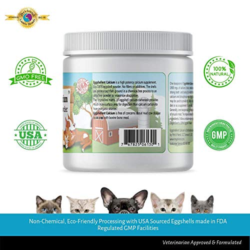 Pet's Friend Eggshellent Calcium 16 oz - Fine Eggshell Powder Calcium Supplement for Dogs and Cats, Low Phosphorous Non-Bovine Ingredients, Nourish Muscles, Joints, and Bones, Tasty Food Additive