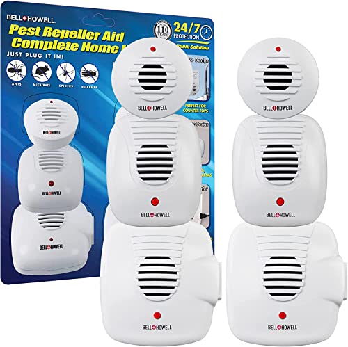 Bell and Howell Ultrasonic Pest Repeller Home Kit (Pack of 6), Ultrasonic Pest Repeller, Pest Repellent for Home, Bedroom, Office, Kitchen, Warehouse, Hotel, Safe for Human and Pet